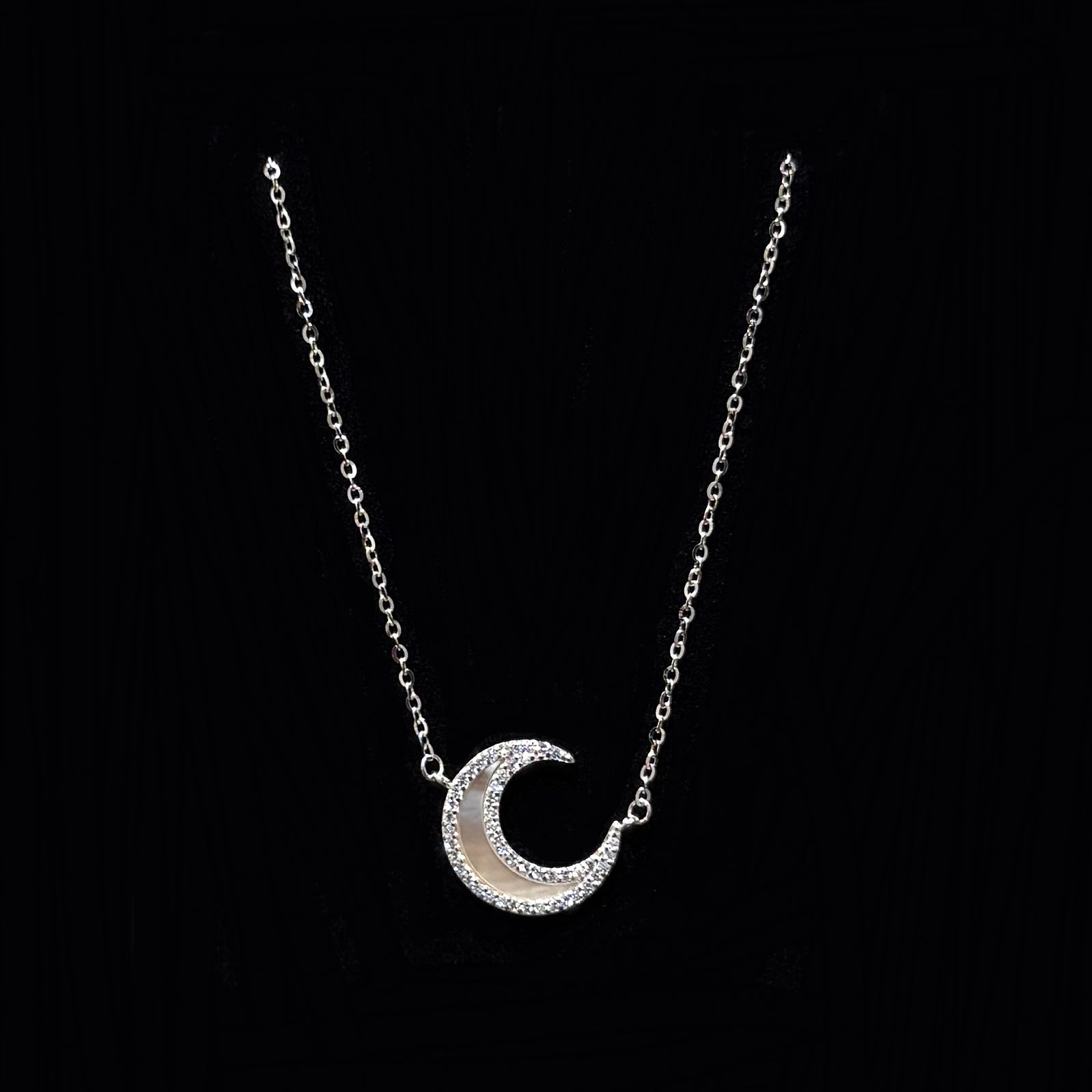 925 Silver Natural White Mother-of-Pearl Moon Necklace – KK Jewelry store